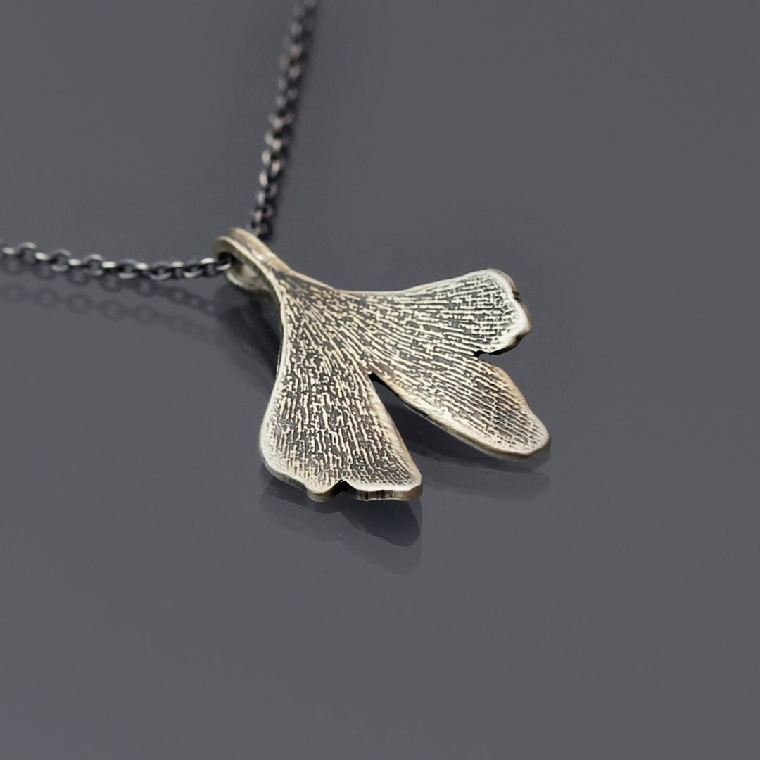Sterling Silver Gingko Leaf Necklace - Etsy