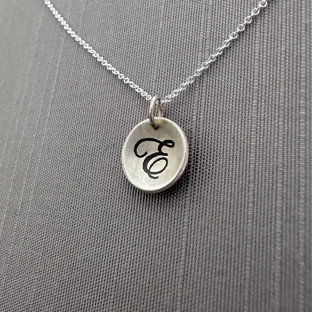 Sterling Silver Script Initial Necklace - Etsy