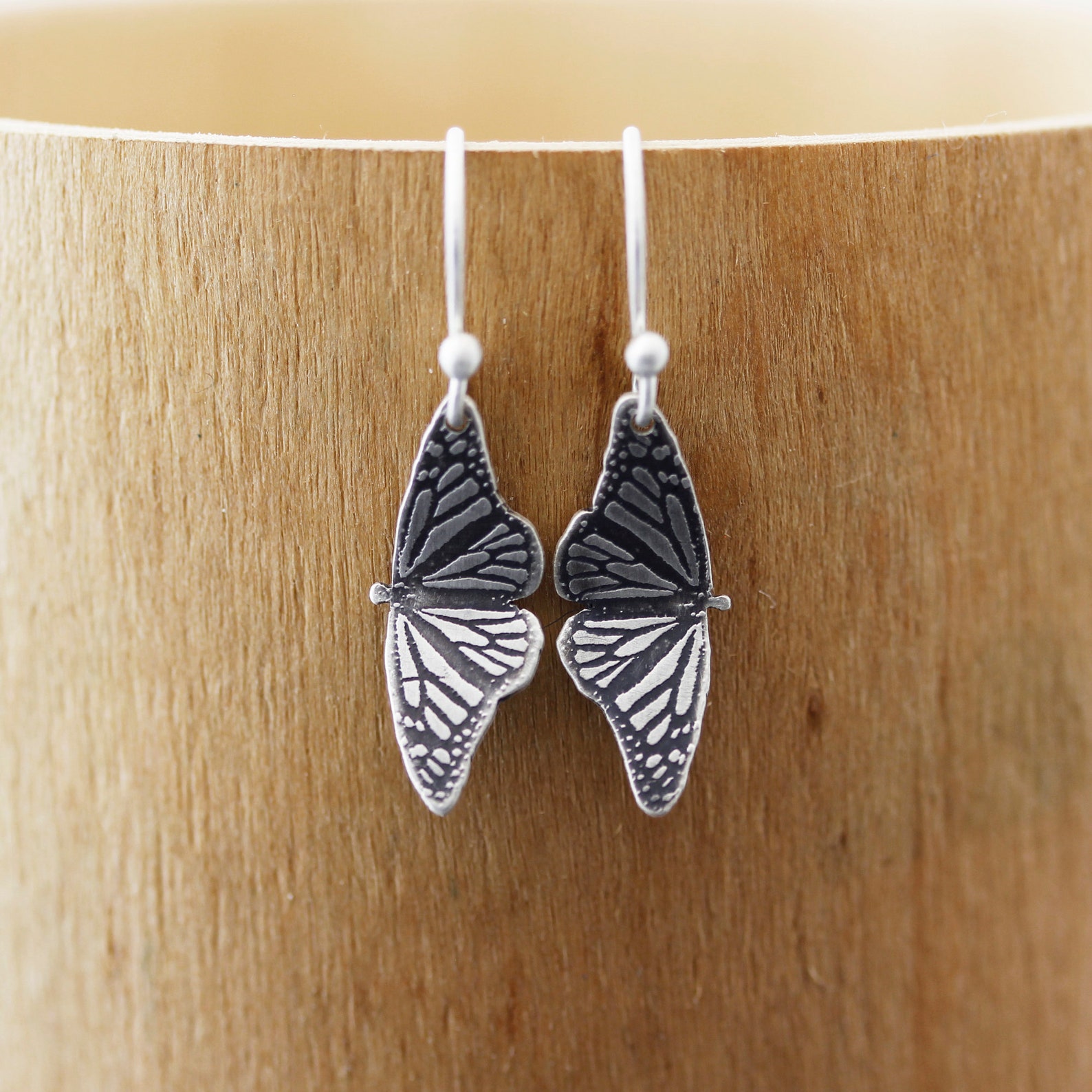 Sterling Silver Monarch Butterfly Earrings - Etsy