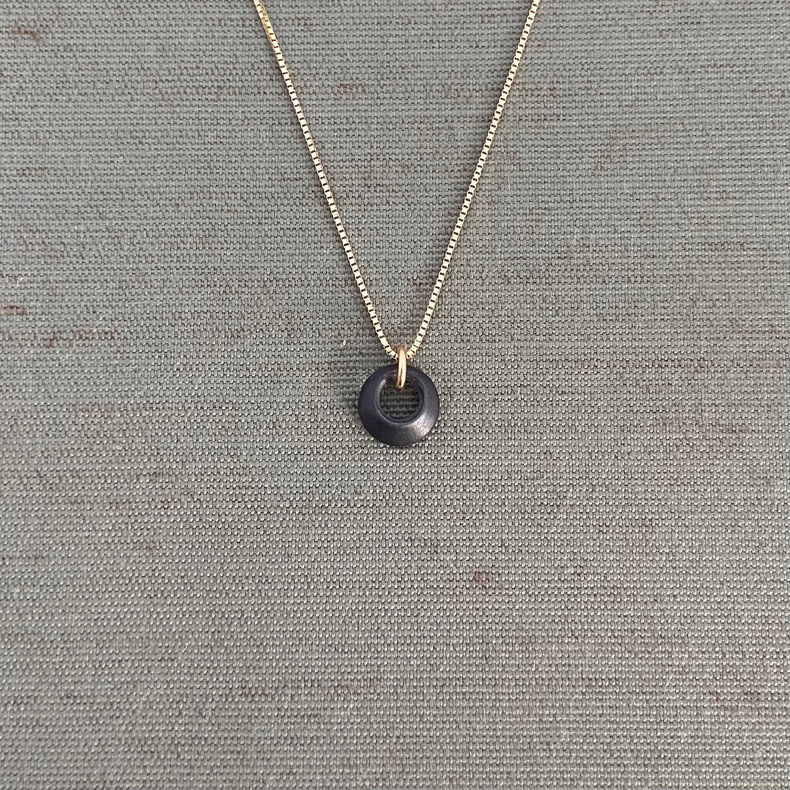 Tiny 14k Gold and Oxidized Silver Loop Necklace - Etsy