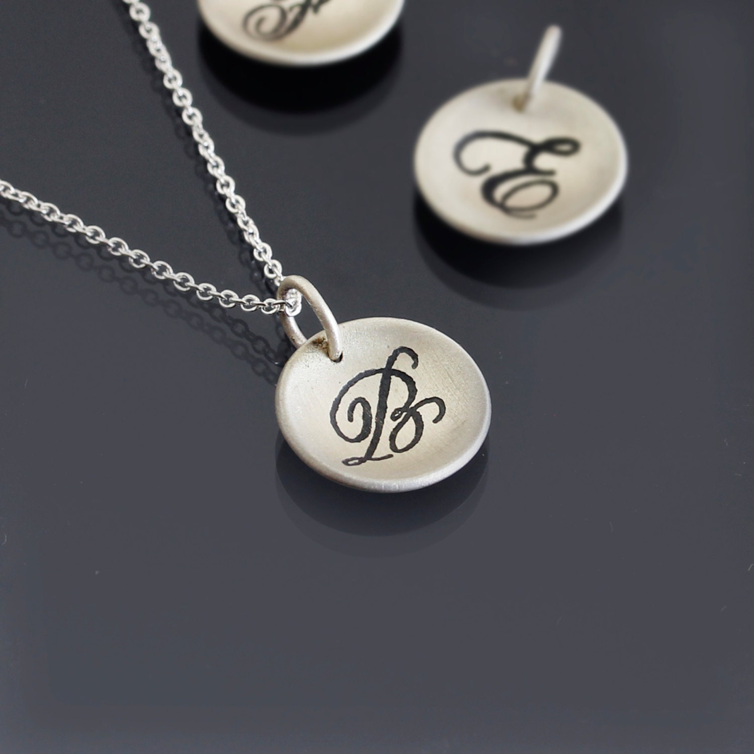 Sterling Silver Script Initial Necklace - Etsy