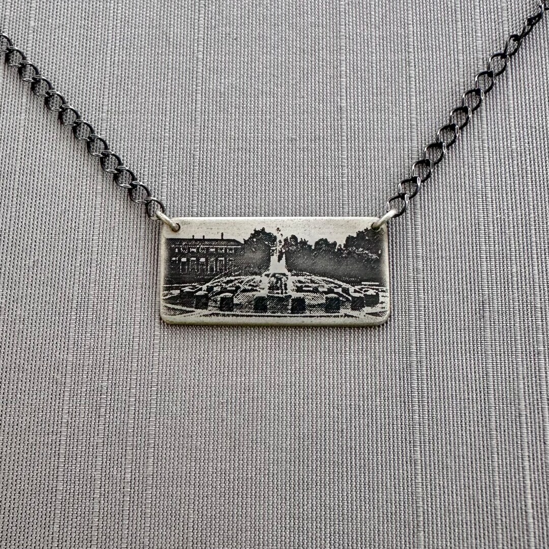 Etched Sterling Silver Purdue Loeb Fountain Necklace - Etsy