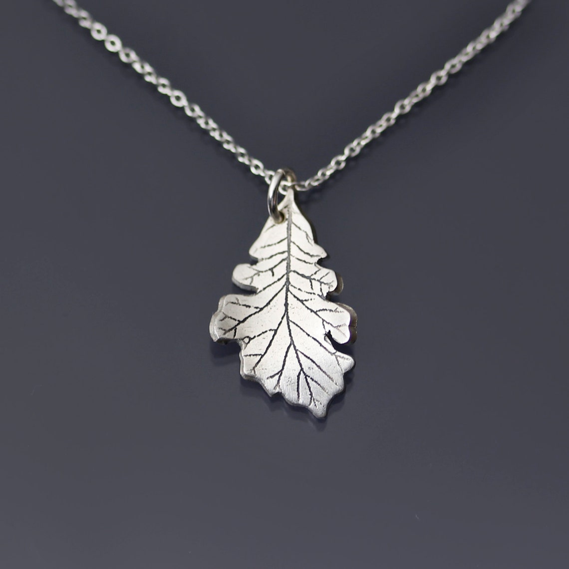Brushed Sterling Silver Bur Oak Leaf Necklace - Etsy