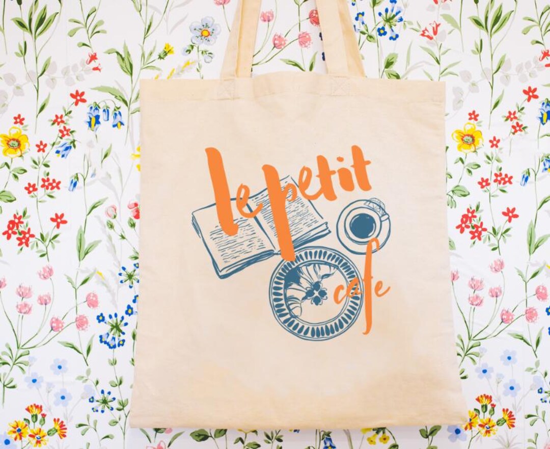 Le Petit Cafe Canvas Shopping Tote, Retro Font, Tote Books, Reusable ...