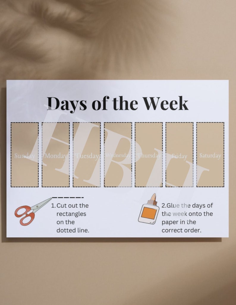 Days of the Week Cut and Paste Activity Printable PDF - Etsy