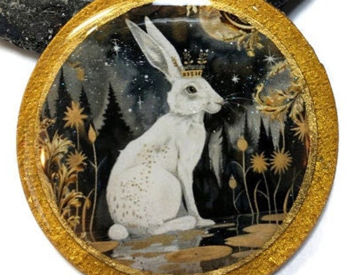 Fairy-tale Rabbit Polymer Clay Round Spirit Animal Pendant Bead ...