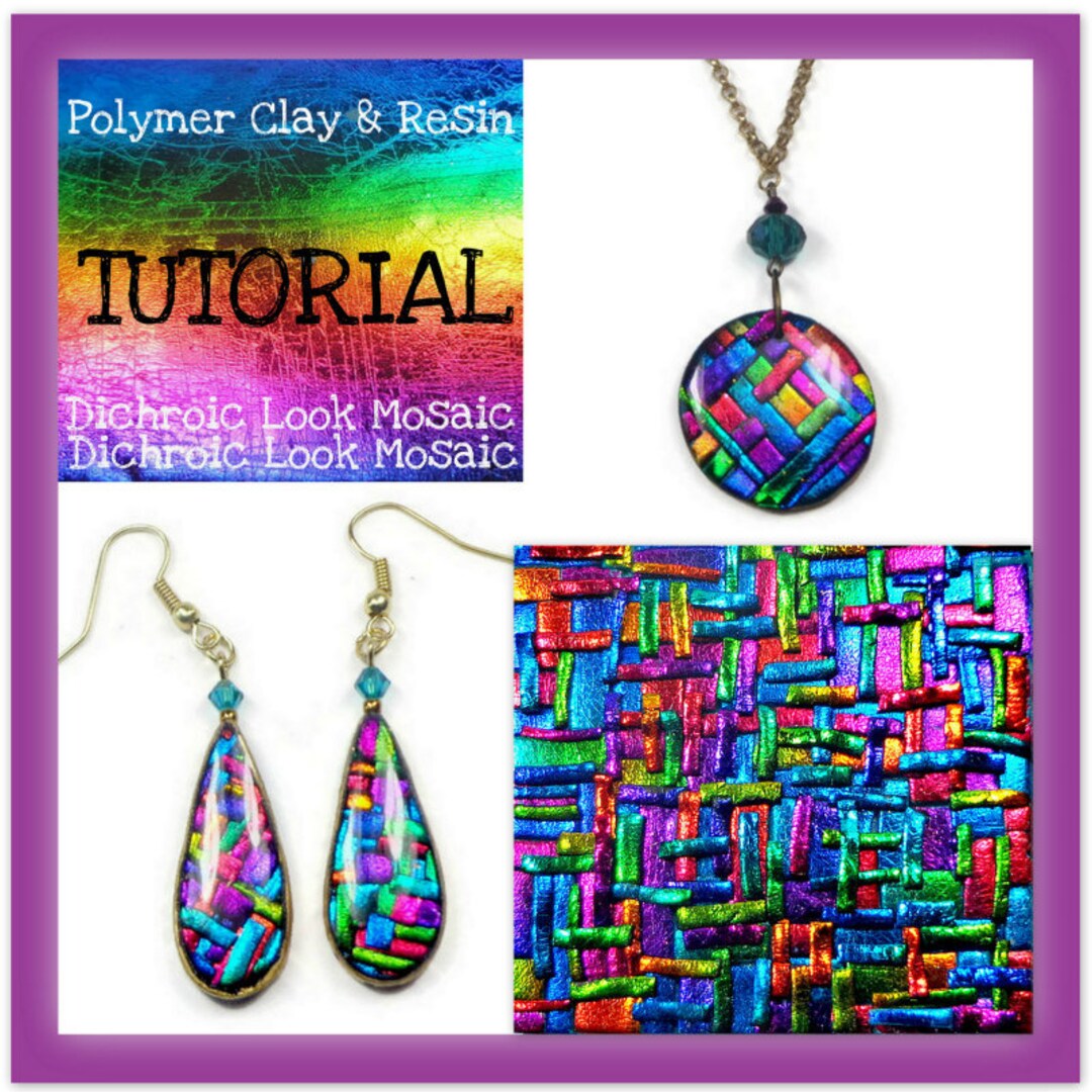 Polymer Clay Pendants- Dichroic Look Mosaic Tutorial- Pendant & Earring ...
