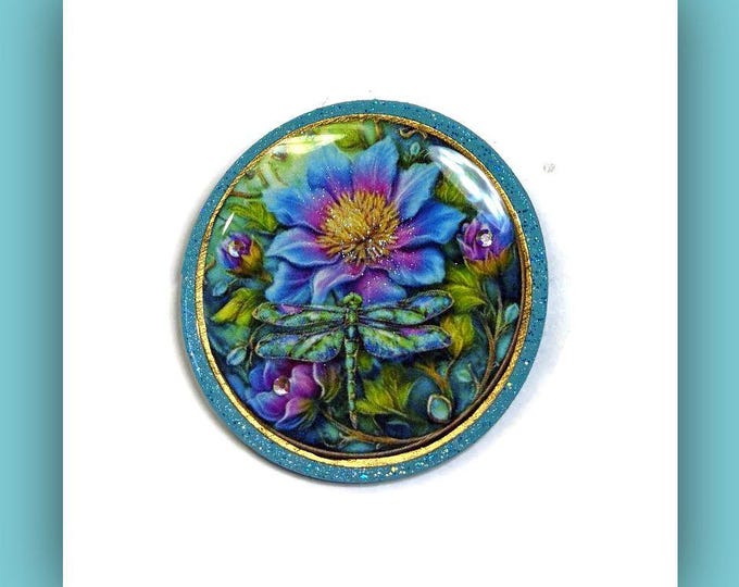 Dragonfly Faux Raku Polymer Clay Shield Pendant Set Jewelry Making ...