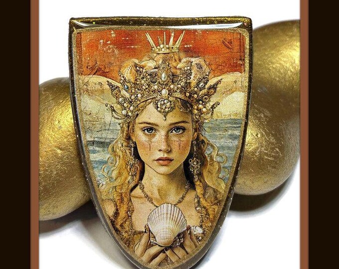 Majestic Mermaid Polymer Clay Shield Pendant Bead Embroidery Cabs - Etsy