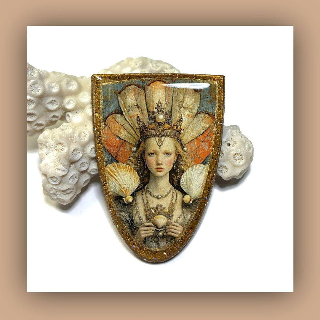 Mermaid Polymer Clay Boho Shield Pendant Bead Embroidery Cabs - Etsy