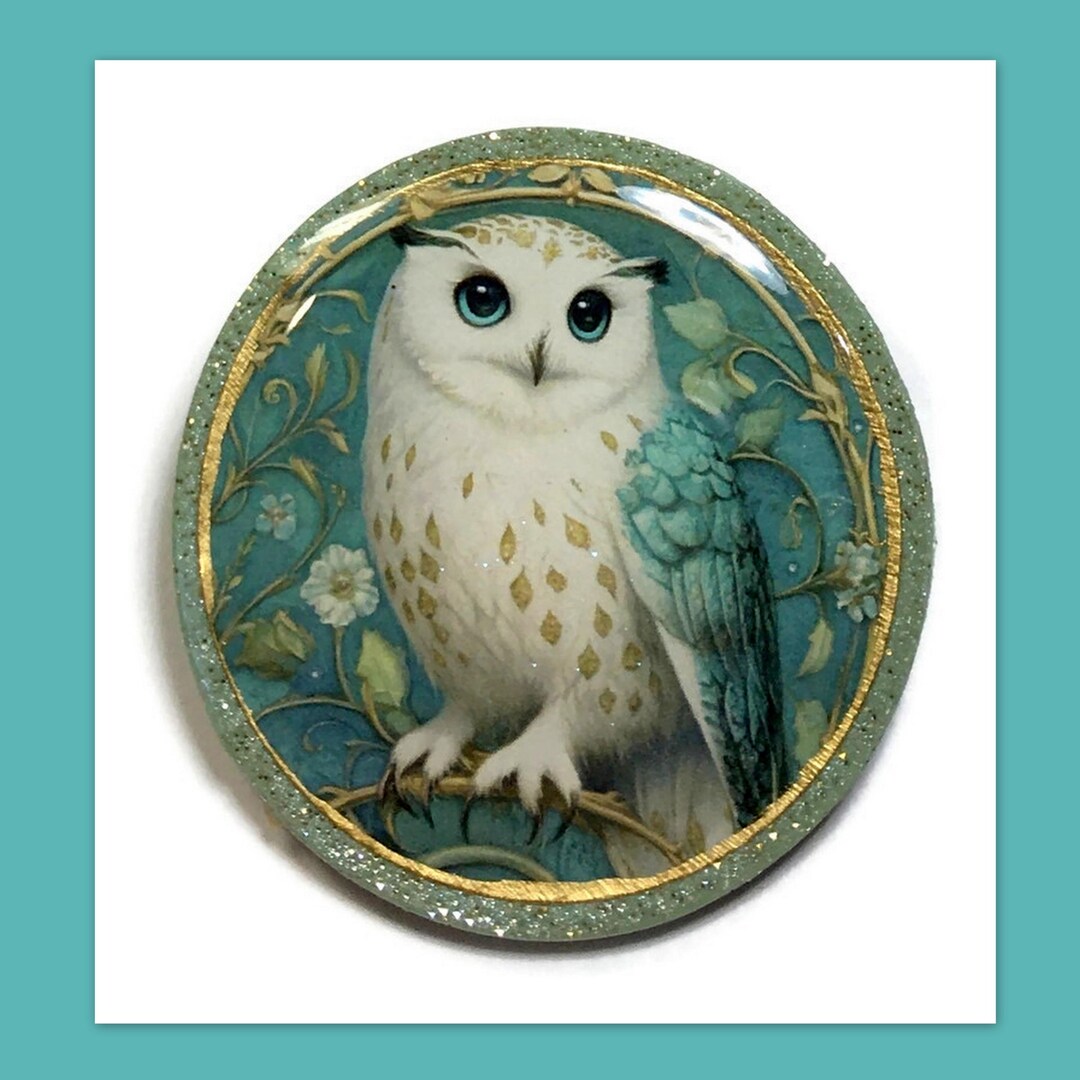 Owl Polymer Clay Round Spirit Animal Necklace Pendant Bead Embroidery ...