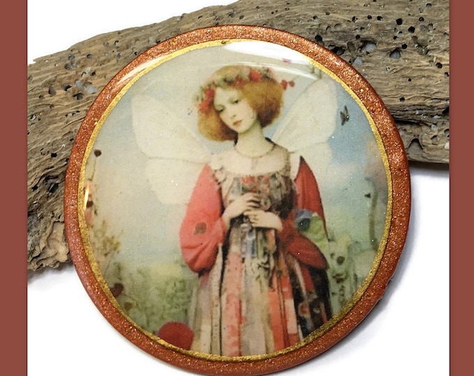 Polymer Clay Fairy Round Fantasy Pendant Bead Embroidery Cabochon Angel ...
