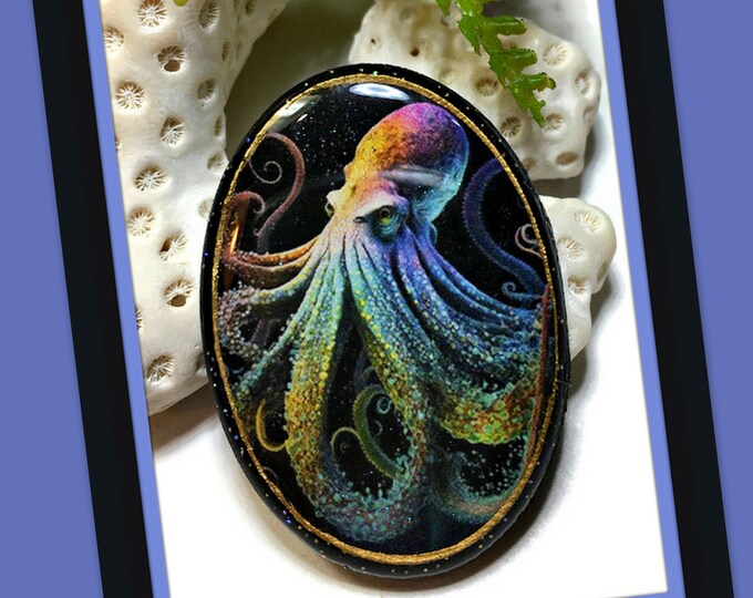 Octopus Polymer Clay & Resin Sea Creature Pendant Bead Embroidery ...