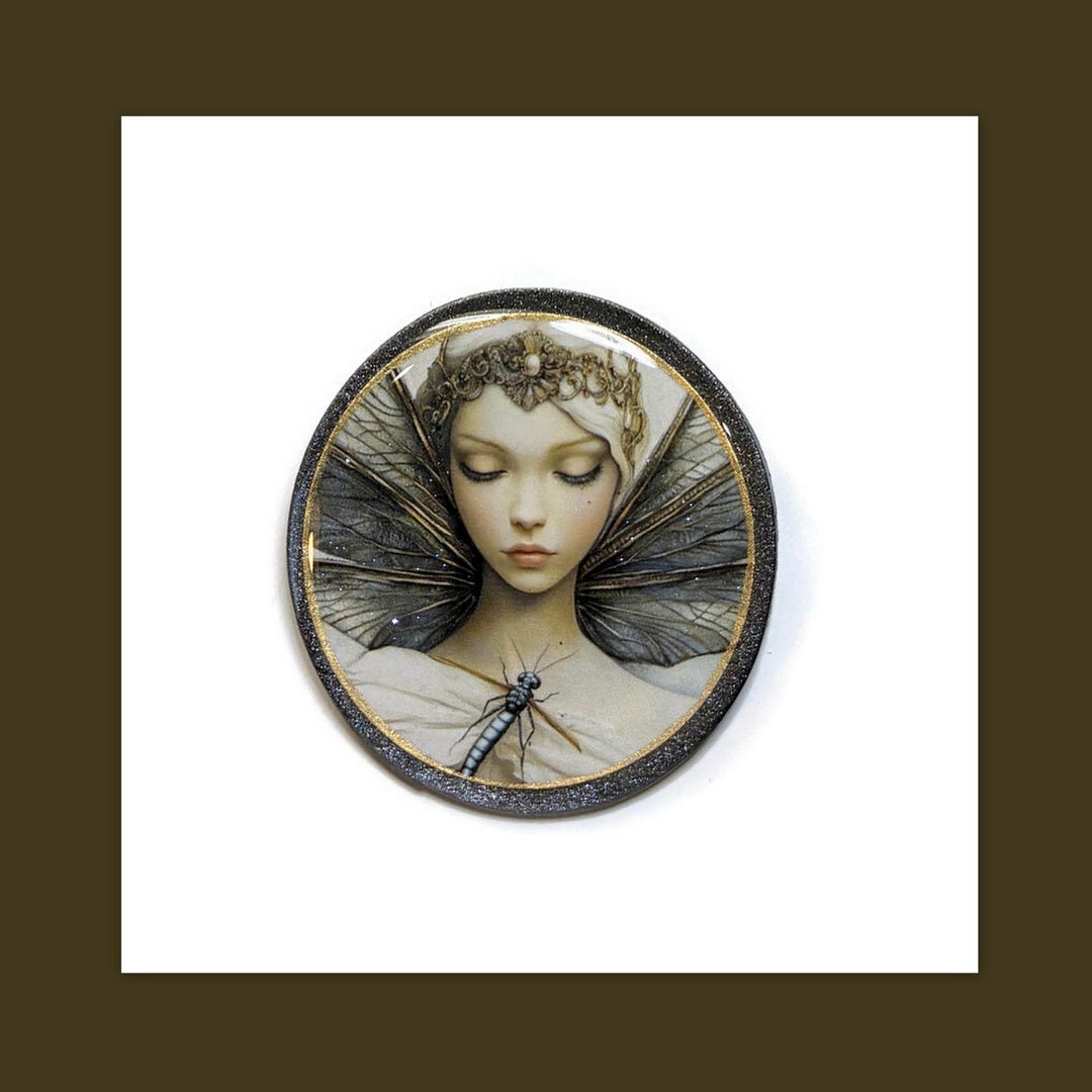 Dragonfly Princess Polymer Clay Necklace Pendant Bead Embroidery Cab - Etsy