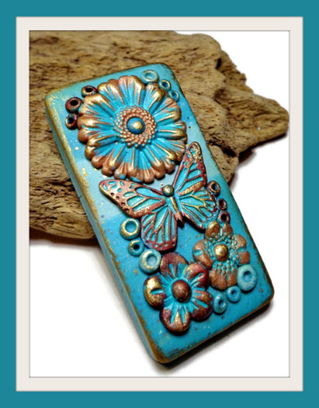 Butterfly Flower Domino Bead Embroidery Components Polymer Clay ...