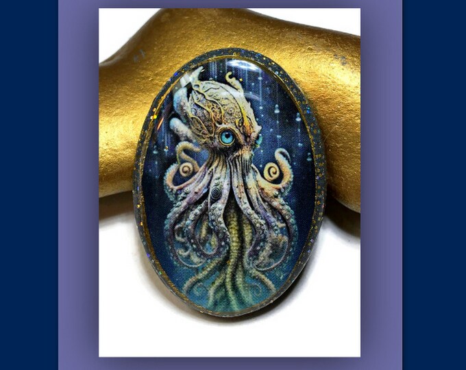 Octopus Polymer Clay & Resin Sea Creature Pendant Bead Embroidery ...