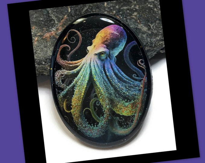 Octopus Polymer Clay & Resin Sea Creature Pendant Bead Embroidery ...