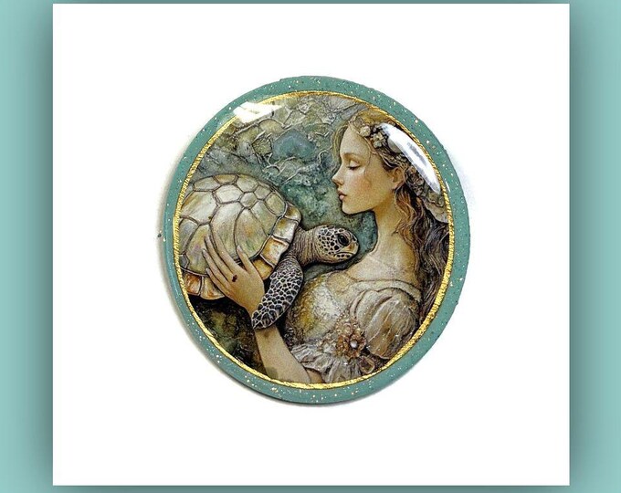 Sea Turtle Goddess Polymer Clay Pendant Bead Embroidery Cabs - Etsy