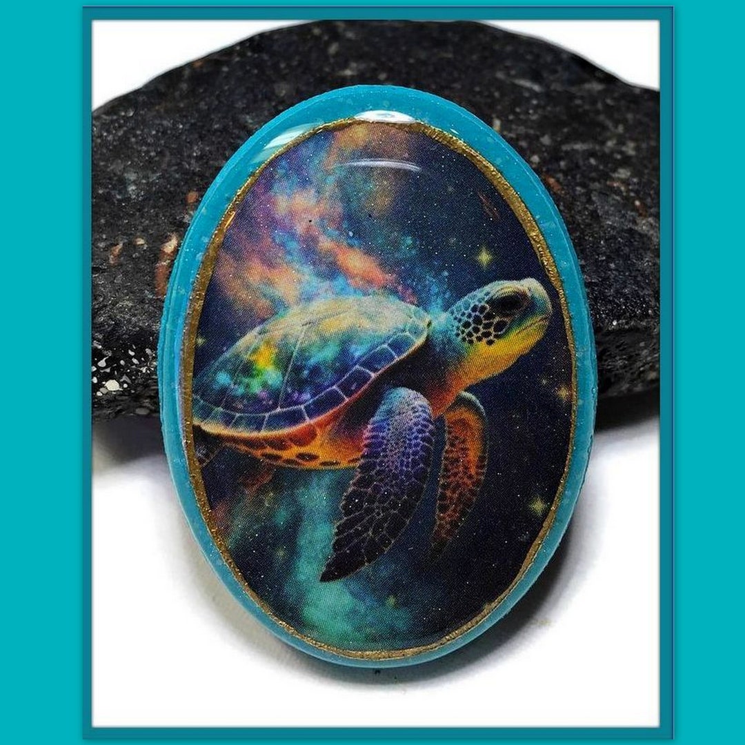 Sea Turtle Spirit Animal Oval Polymer Clay Resin Wisdom Totem Pendant ...