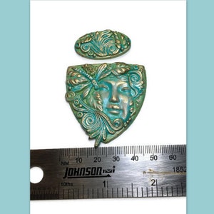 Dragonfly Goddess Polymer Clay Shield Pendant Set Beading Cab ...