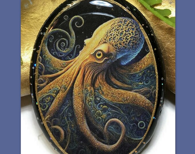 Octopus Polymer Clay & Resin Sea Creature Pendant Bead Embroidery ...