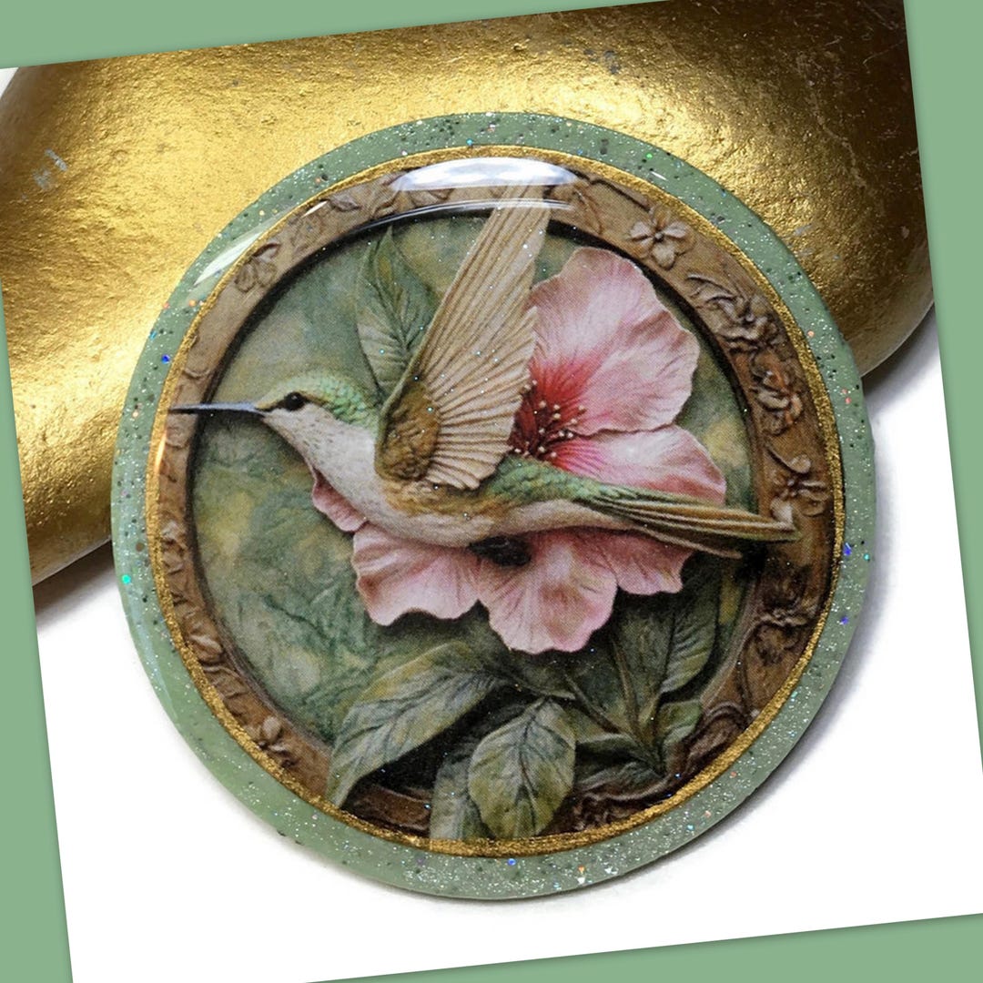 Hummingbird Cabochon Polymer Clay Bird Pendant Bead Embroidery ...