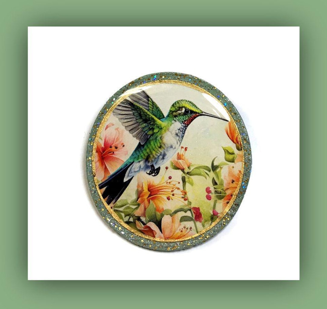 Hummingbird Cabochon Polymer Clay Bird Pendant Bead Embroidery ...