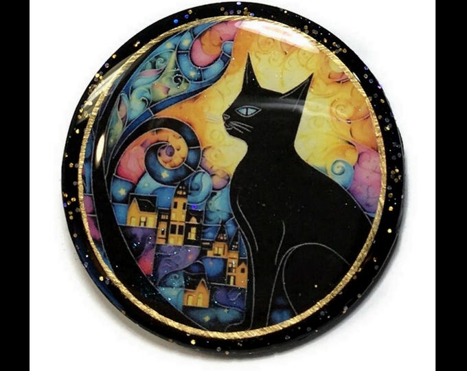 Black Cat Spirit Animal Polymer Clay Cab Pendant Bead Embroidery ...