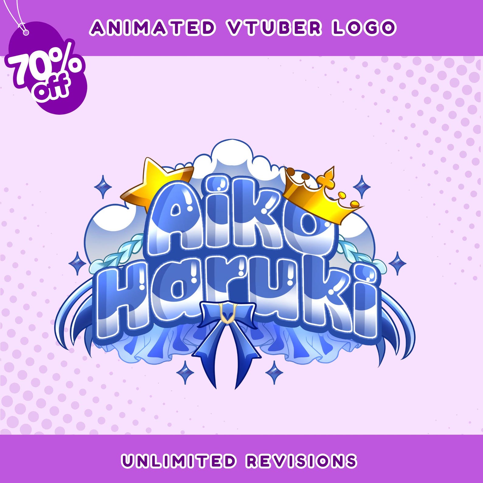 Custom Cute Vtuber Logo, Vtuber Logo, Cute Vtuber Logo, Kawaii Logo ...