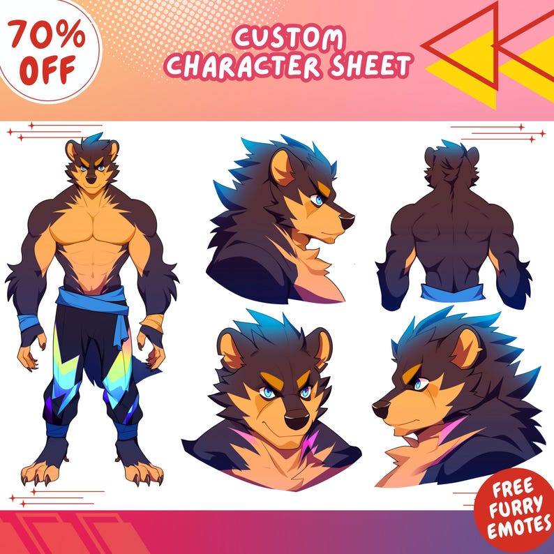 Furry Character Sheet, Furry Art, Furry Reference Sheet, Fursona Commission, Anthro Reference ...
