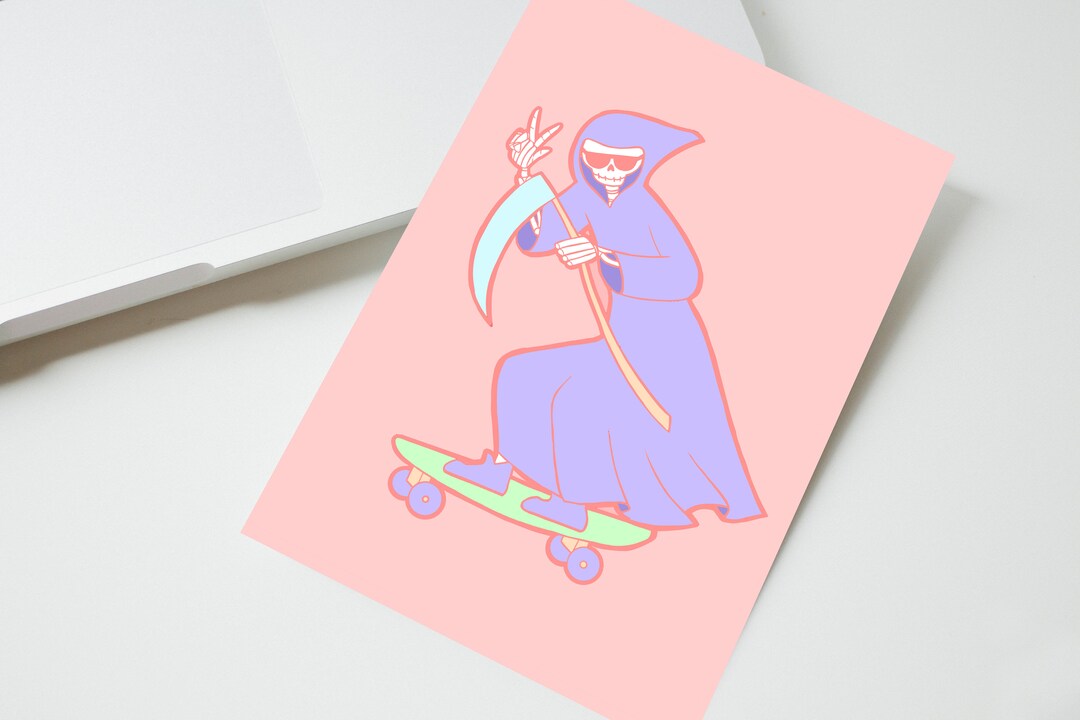 Grim Reaper Card See You on the Flip Side Card Sympathy Card Funny Card ...