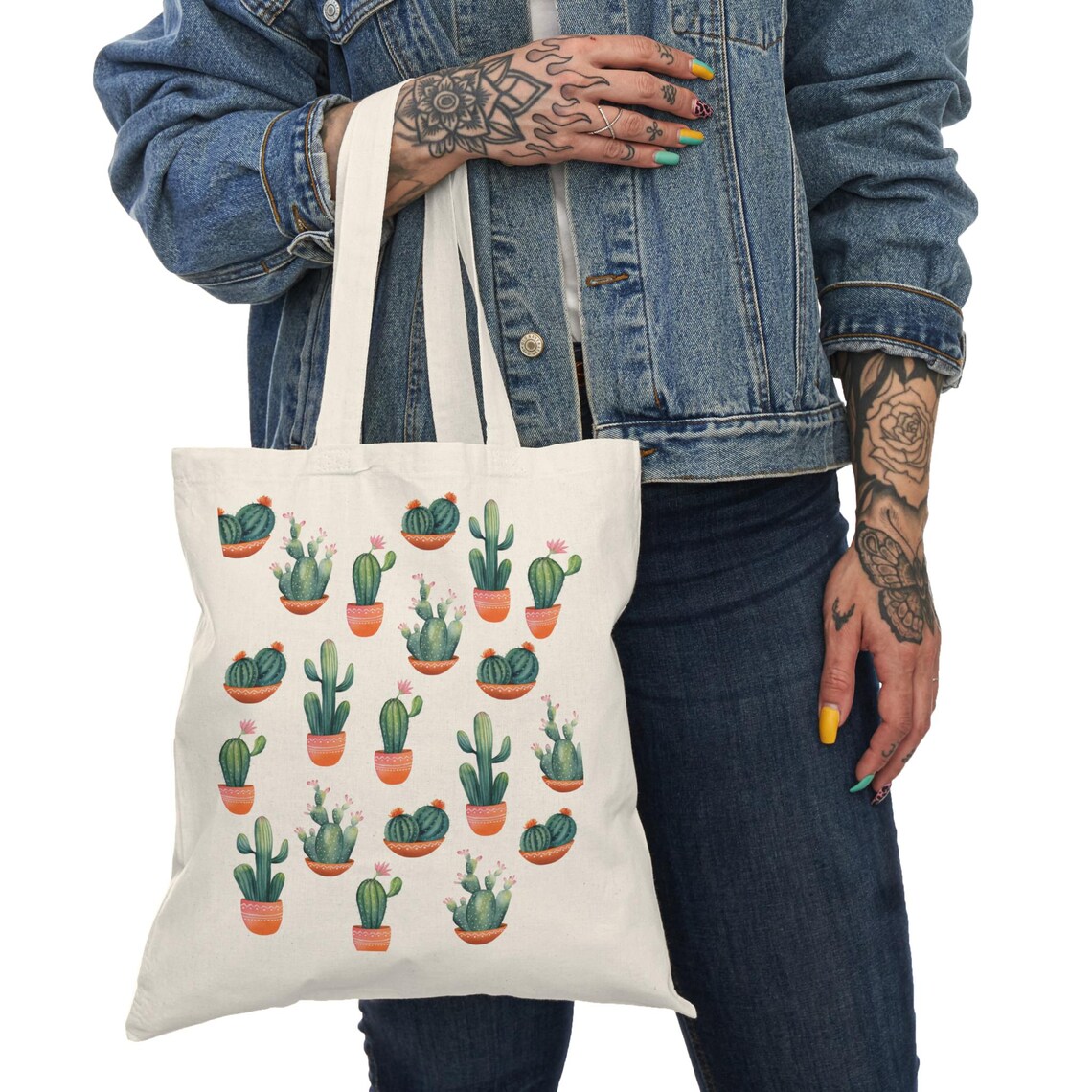 Cactus Tote Bag Cute Tote Bag Cactus Theme Gift for Friend Reusable Bag ...