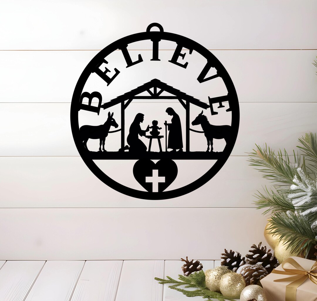 Nativity Scene Metal Sign Christmas Wall Art Christian Metal Wall Art ...