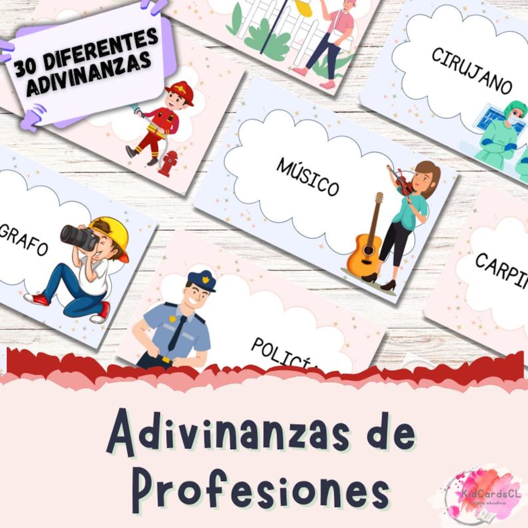 Adivinanzas de profesiones, Flashcards educativas Descarga digital ...