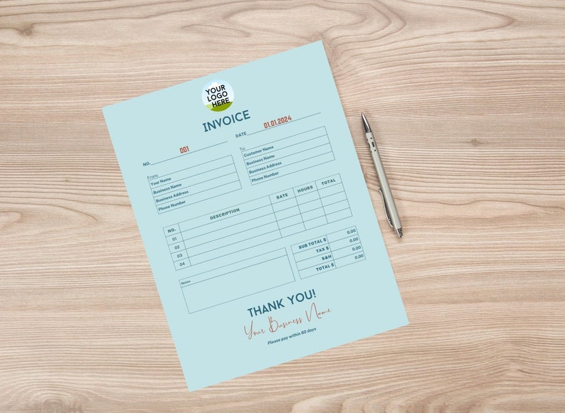 Clean Business Invoice Template | Custom Invoice for Freelancers ...