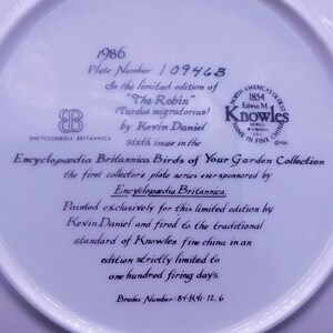 Beautiful Vintage the Robin Collectible Plate - Artist Kevin Daniel ...
