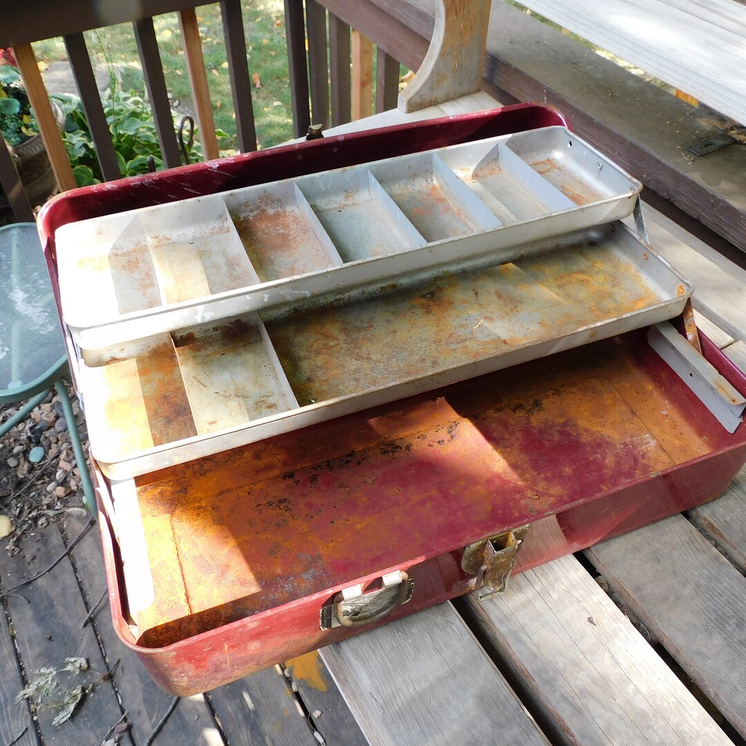 Vintage Liberty Dark Red Tackle Box, Rod Rest, Great Gift, (R61) - Etsy