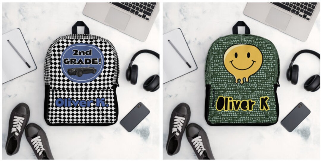 Personalized Hot Wheels or Smiley Face Backpack for Boys Custom Medium ...