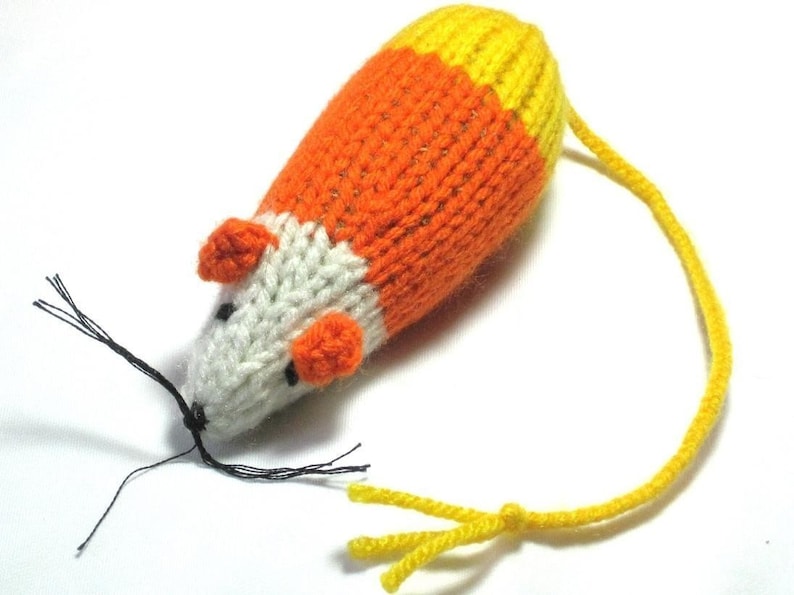 Knit Catnip Mouse Cat Toy With Bright Candy Corn Stripes - Etsy
