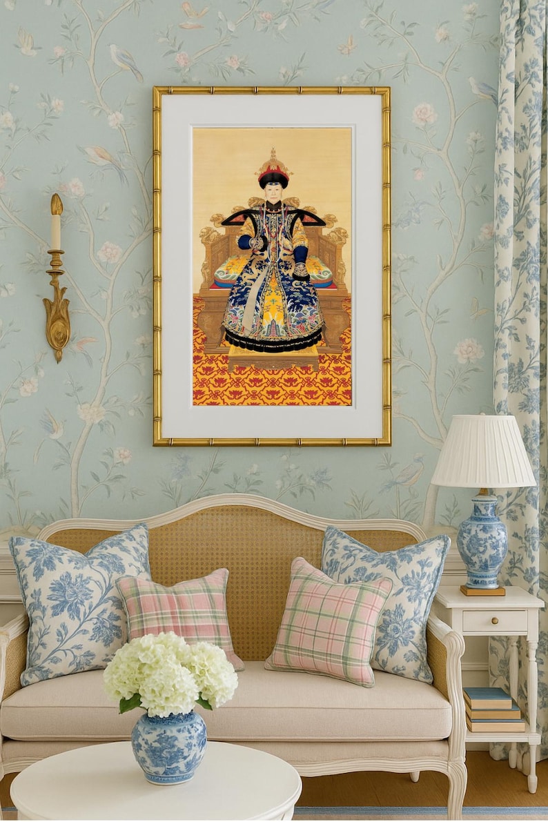 Chinese Empress Portrait Print, Antique Chinoiserie Ancestor Artwork ...