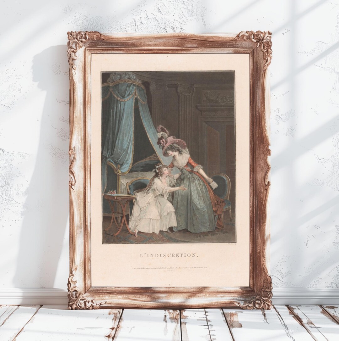 French Rococo Fine Art Print of Elegance and Intimacy, Museum Grade ...
