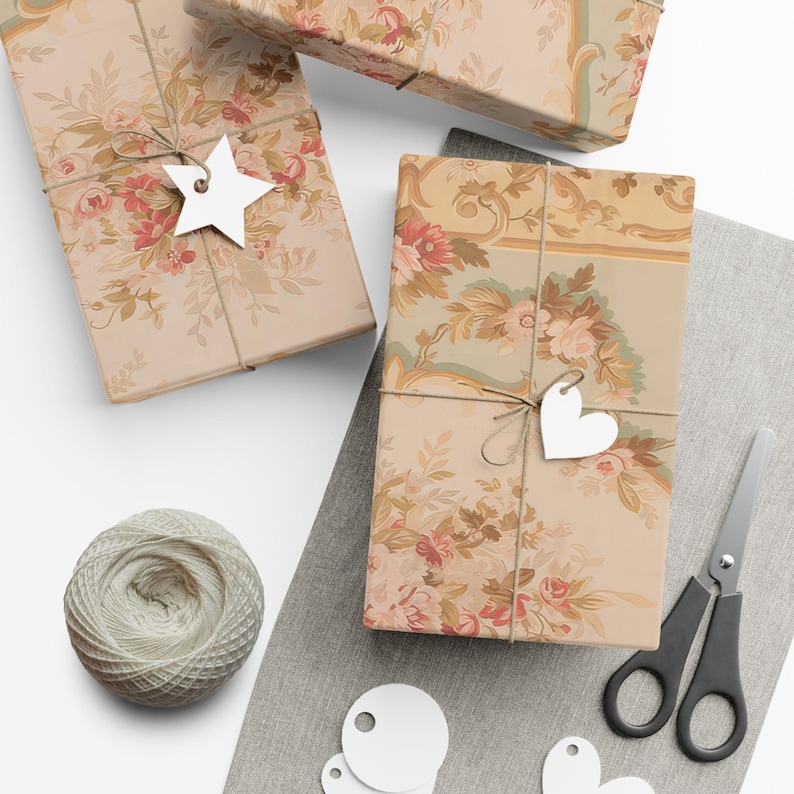 French Aubusson Tapestry Gift Wrap Paper, Antique Louis Xv-style ...
