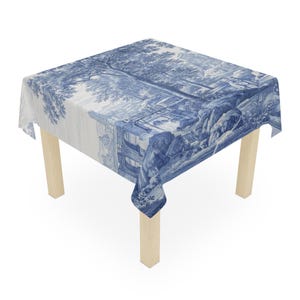 Delft Blue & White Tablecloth, Dutch 17th Century Landscape, Vintage ...