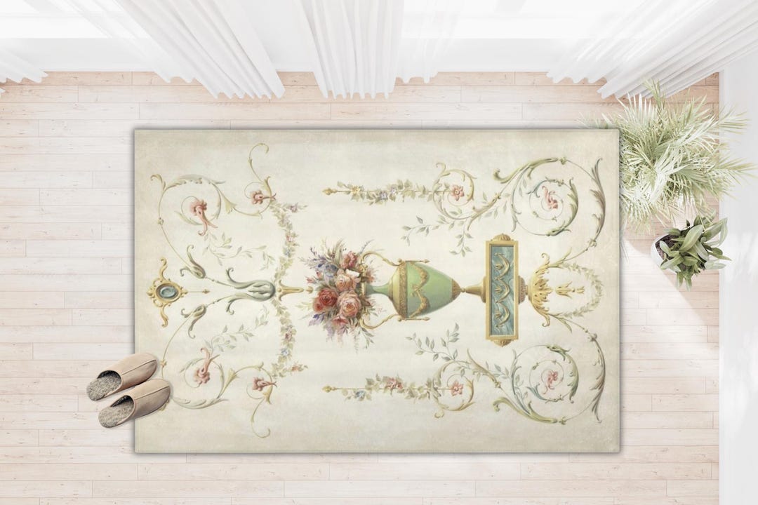 French Chateau Neoclassical Area Rug, Antique Reproduction, Vintage ...