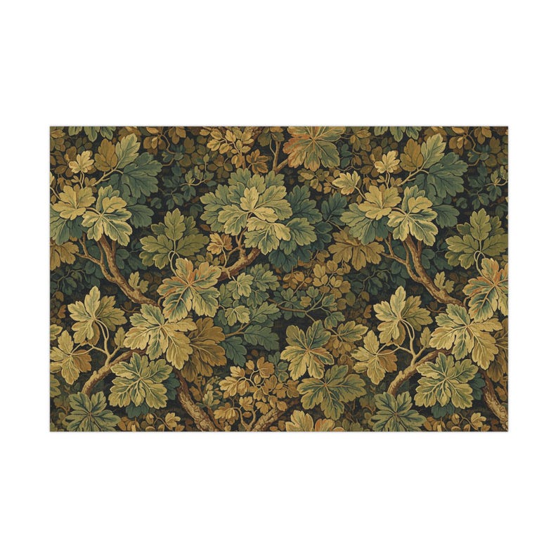 French Verdure Tapestry Gift Wrap Paper, Antique Foliage Design ...