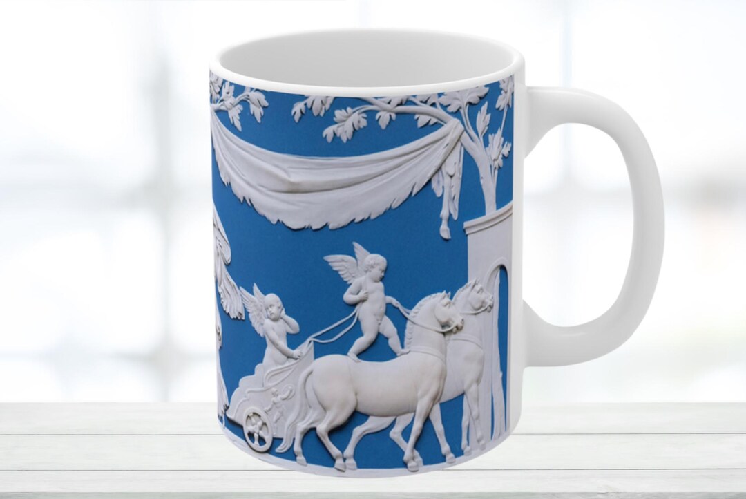 Wedgwood-inspired Neoclassical Blue and White Vintage Style Mug ...