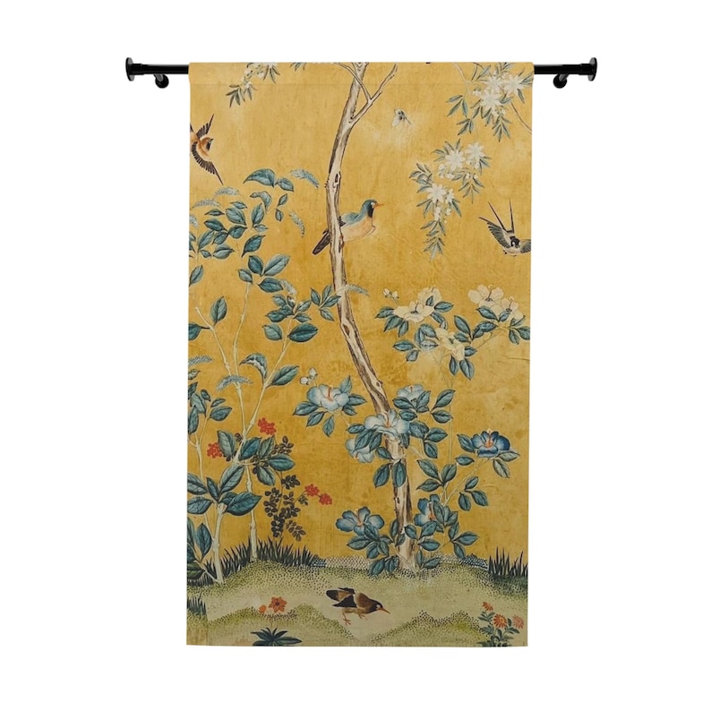 Chinoiserie Window Curtain (1pc), Chinese Blackout Drapes, Oriental ...