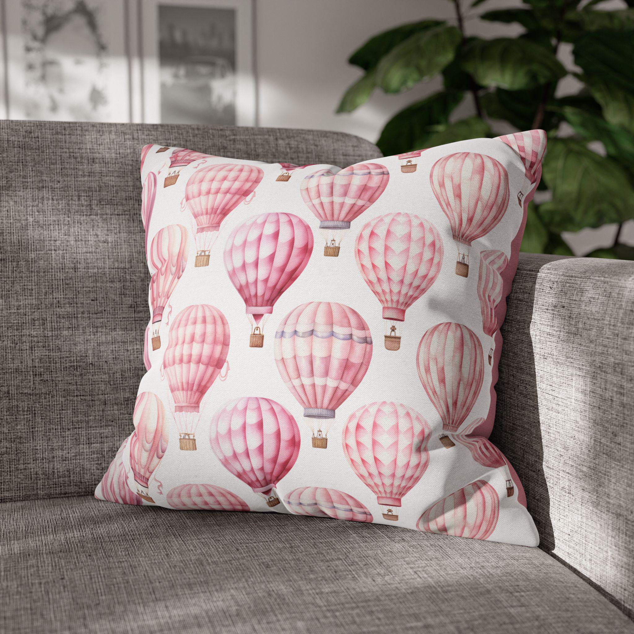 Pink Watercolor Hot Air Balloon Pillow Cover: Whimsical Home Decor - Etsy