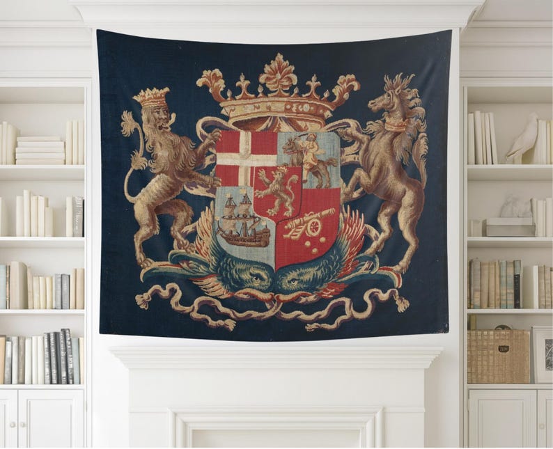 Dutch Heraldry Chateau Wall Hanging, Vintage Coat of Arms, 100% ...