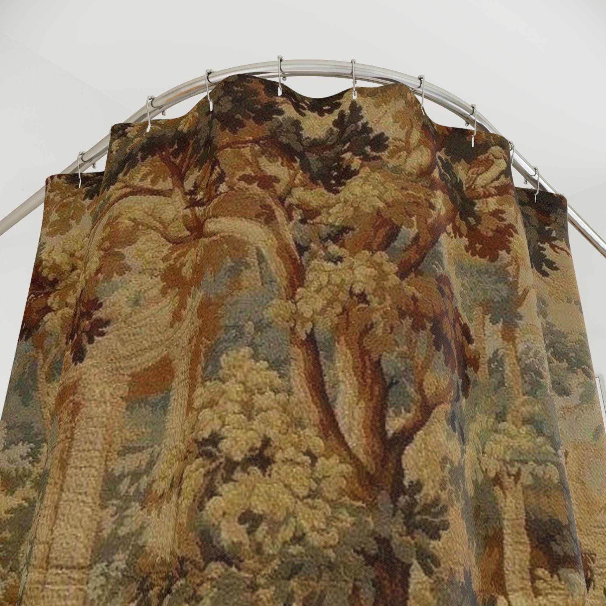 French Verdure Shower Curtain, Aubusson Style Tapestry Reproduction ...
